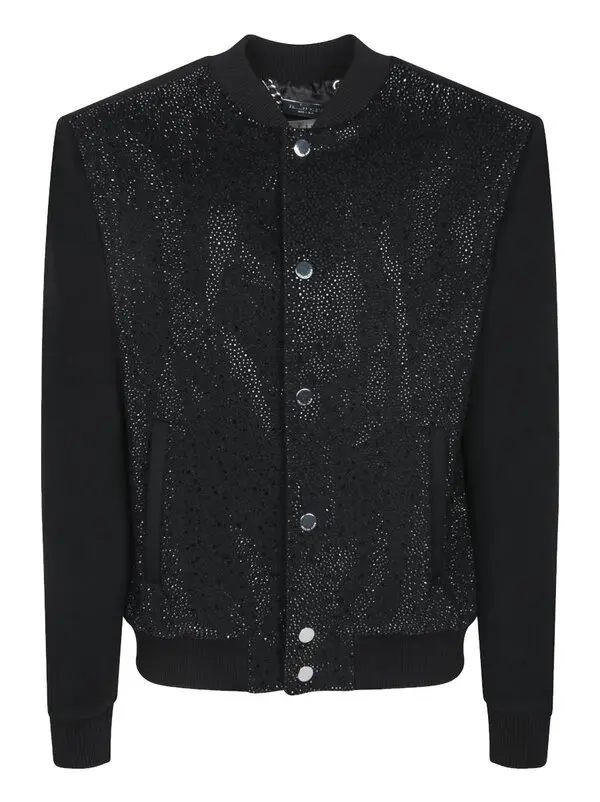 Philipp Plein Crystal Embellished Bomber Jacket - Black