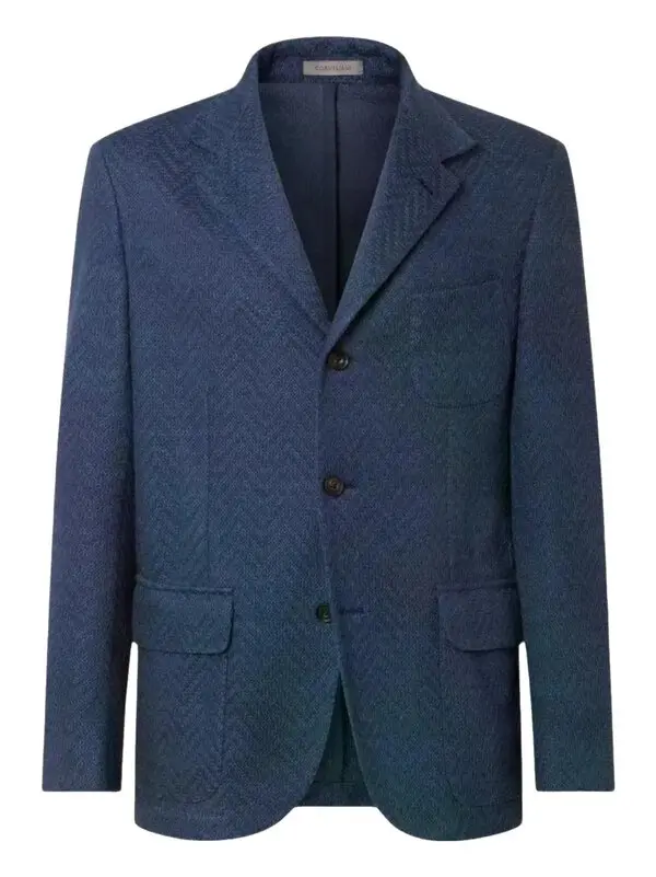 Corneliani Herringbone Three-button Jacket - Blue