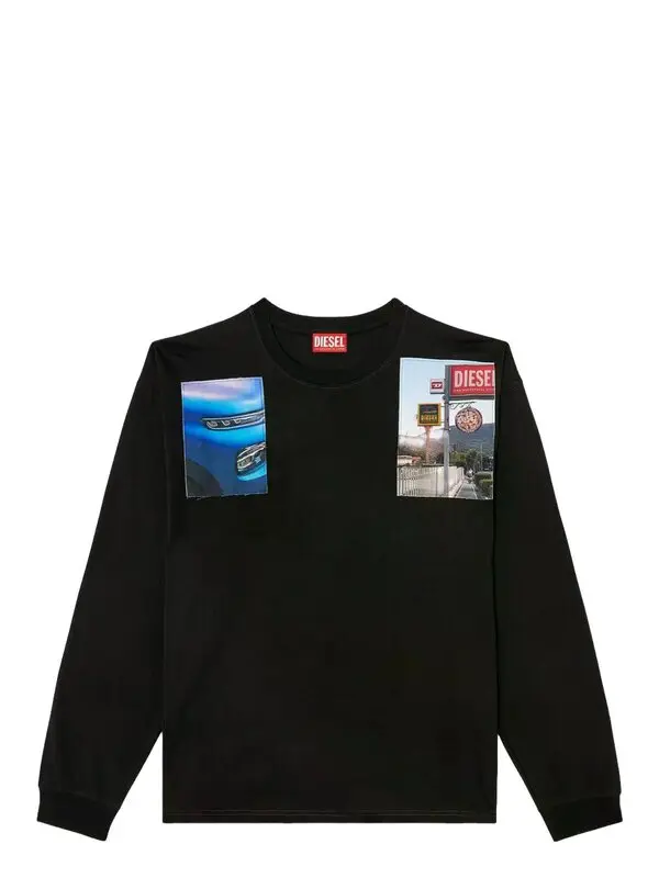 DIESEL® T-boxt-ls-t5 Graphic-print Long-sleeve T-shirt - Black