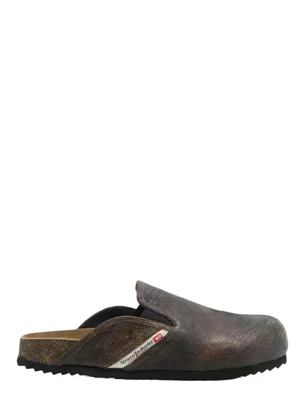 DIESEL® Leather Slip-on Slippers - Brown