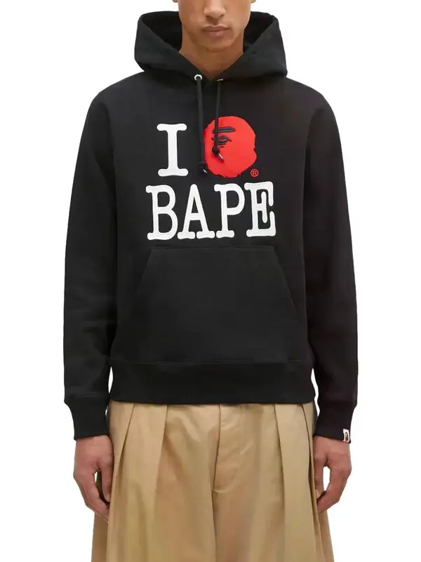 A BATHING APE Logo Appliqué Hoodie - Black