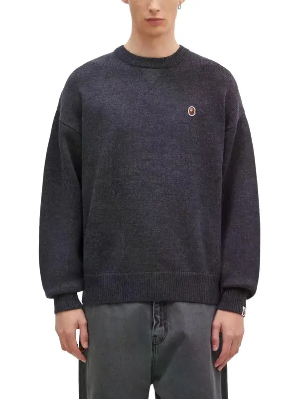 A BATHING APE Logo-appliqué Crew-neck Sweater - Grey