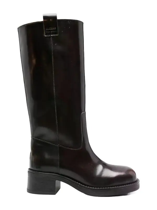 ALOHAS 40mm Calf Leather Biker Boots - Brown