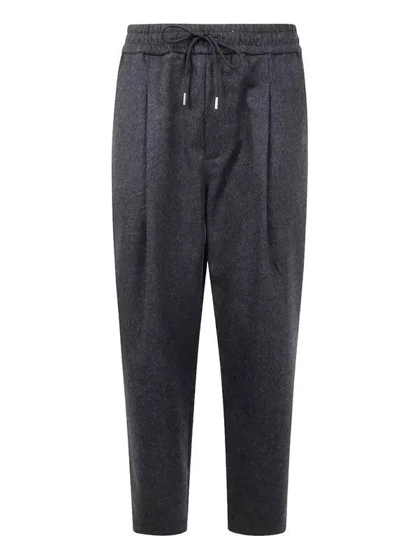 Drole De Monsieur Pleated Drawstring Trousers - Grey