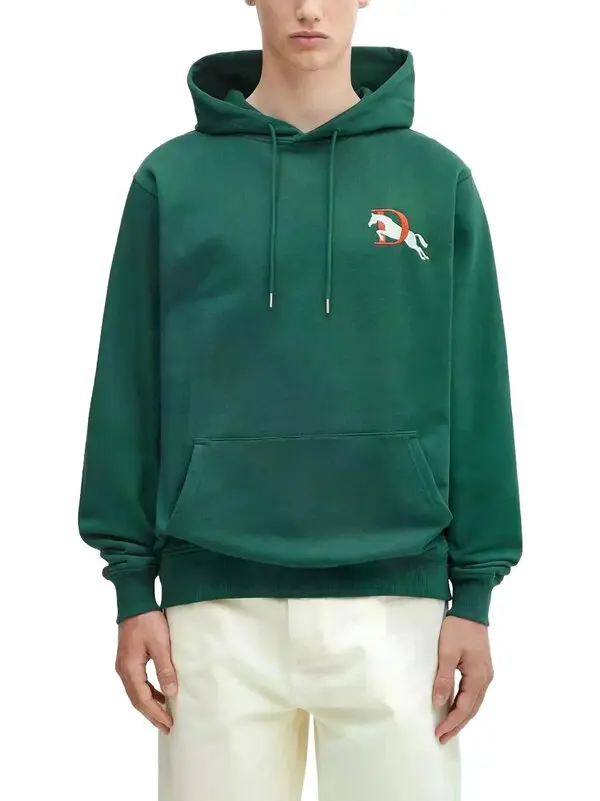 Drole De Monsieur Horse Embroidered Hoodie - Green
