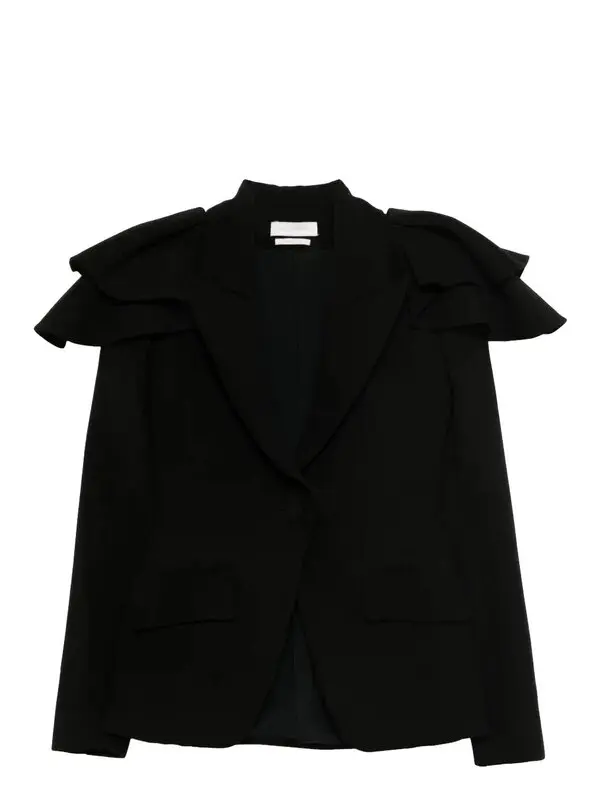 SAIID KOBEISY Ruffled Blazer - Black