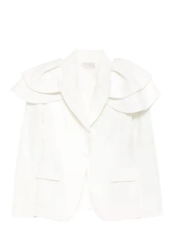 SAIID KOBEISY Ruffled Tailored Blazer - White