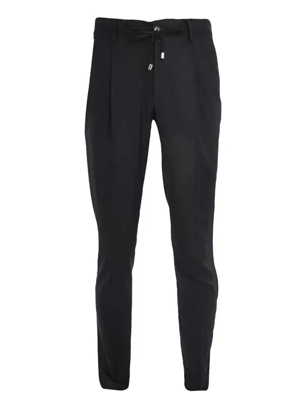 LUIGI BORRELLI Pleated Drawstring Trousers - Black