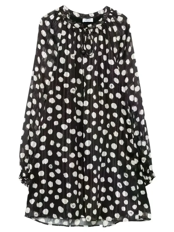 Liu Jo Polka Dot Tie-neck Dress - Black