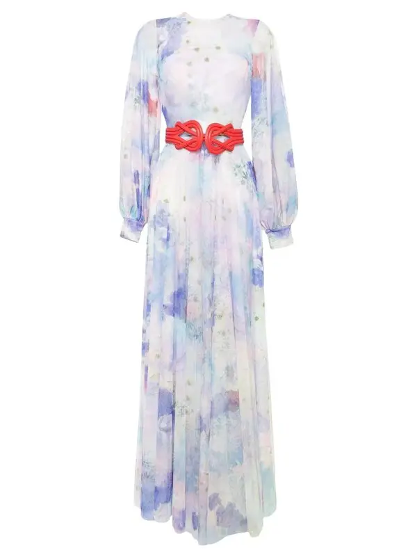 SAIID KOBEISY Floral Printed Long Dress - Purple