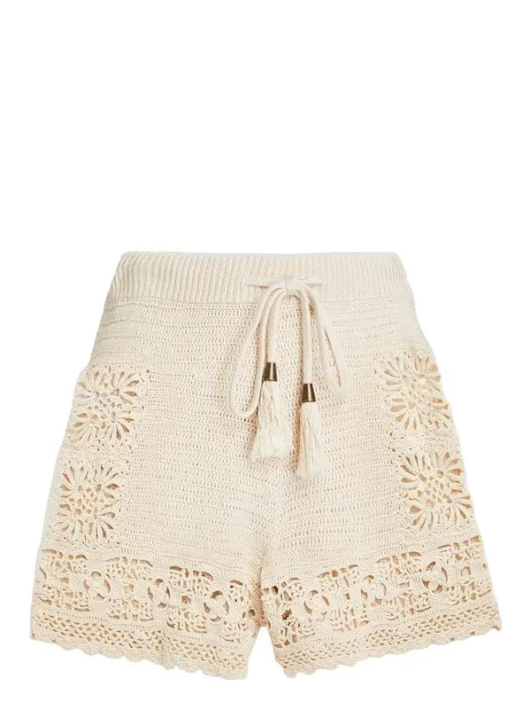 Zimmermann Crocheted Cotton Shorts - Ecru