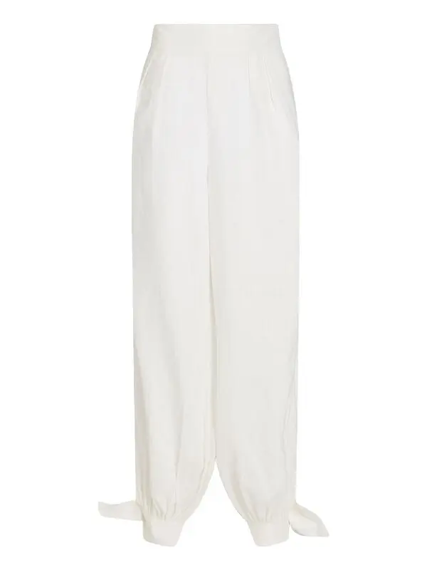 Zimmermann Pleated Tapered Linen Pants - Ivory