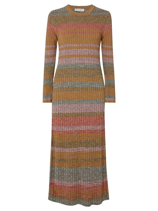 Zimmermann Luminosity Striped Spacedyed Ribbedknit Midi Dress - Multicolor