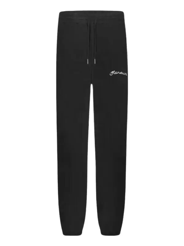FLANEUR Embroidered Track Pants - Black