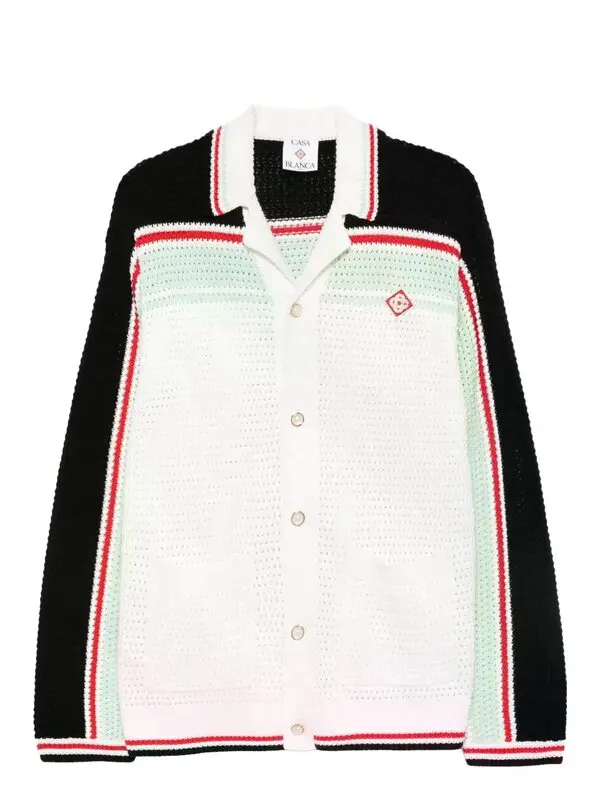 Casablanca Striped Cardigan - White