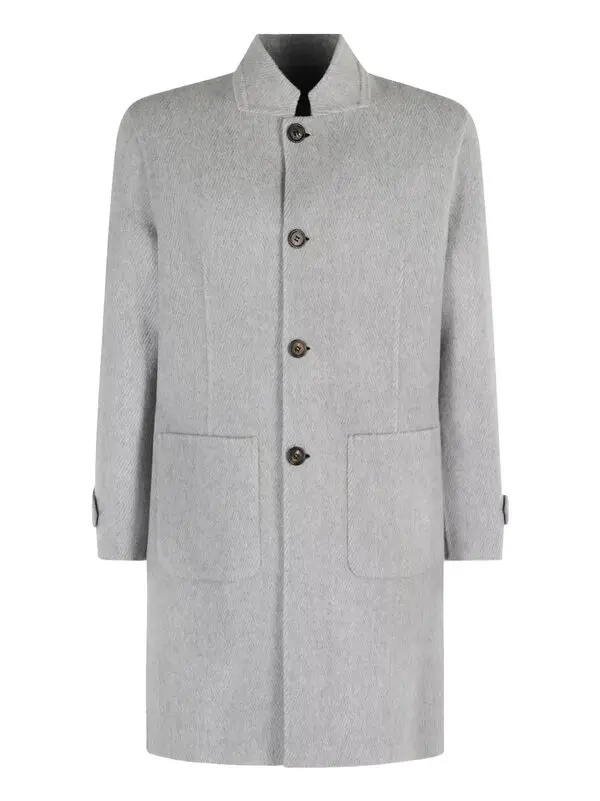 Eleventy Herringbone Reversible Coat - Grey