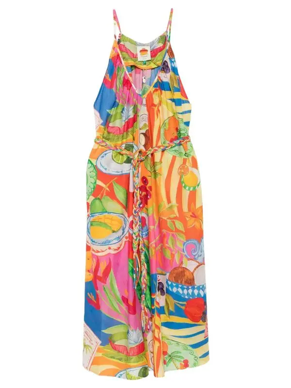 Farm Rio Printed Midi Dress - Yellow