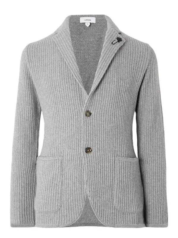 LARDINI Ribbed Cashmere Cardigan - Gray