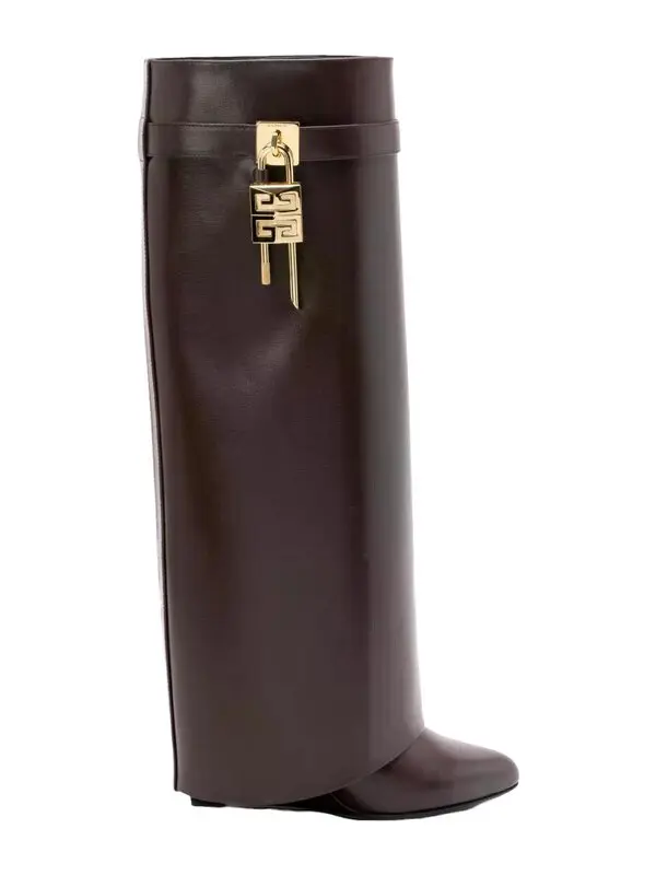 Givenchy Shark Lock Leather Boots - Brown