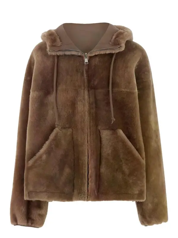 BLANCHA Hooded Shearling Jacket - Brown