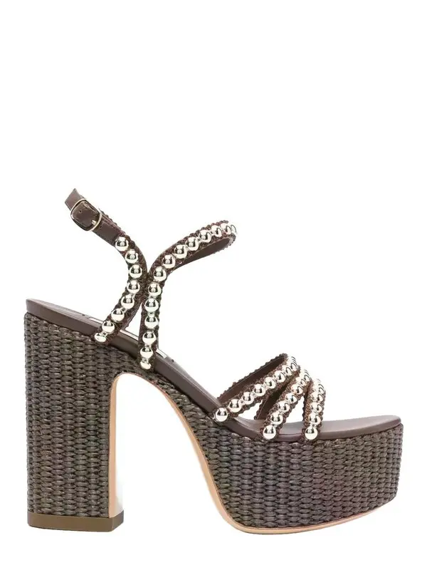 Casadei 120mm Isa Studsway Platform Sandals - Brown