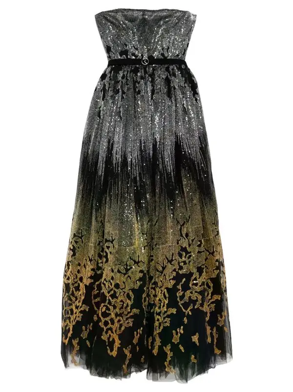 SAIID KOBEISY Embroidered Maxi Dress - Black