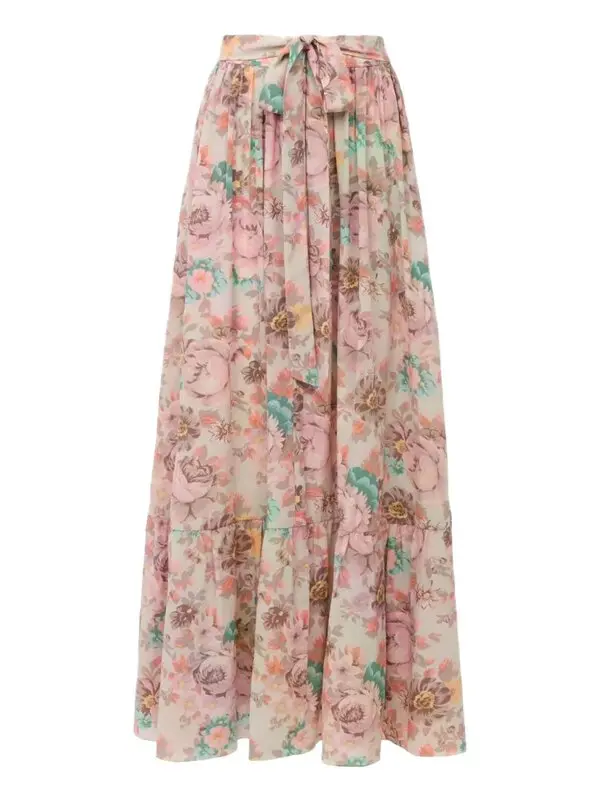 Chloé Floral-print Ruffled Skirt - Neutrals
