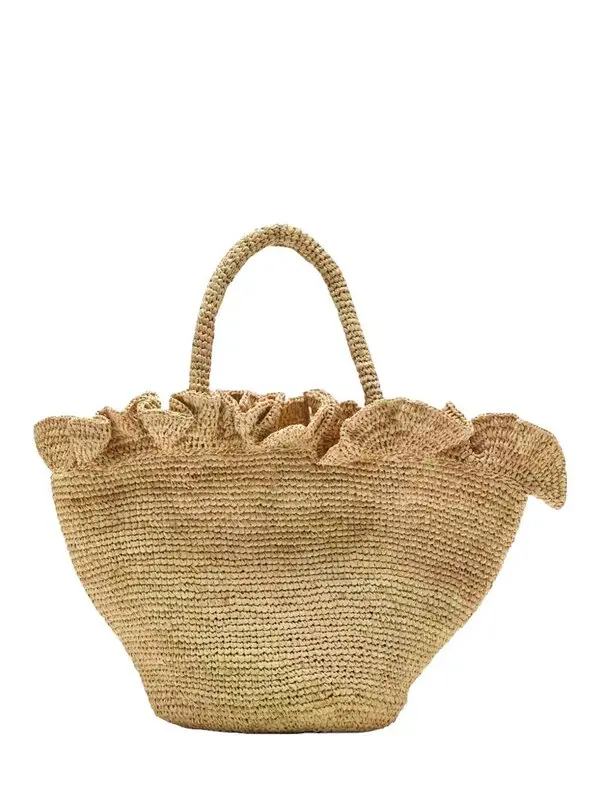 LOEFFLER RANDALL Cyrus Ruffled-straw Tote - Neutrals