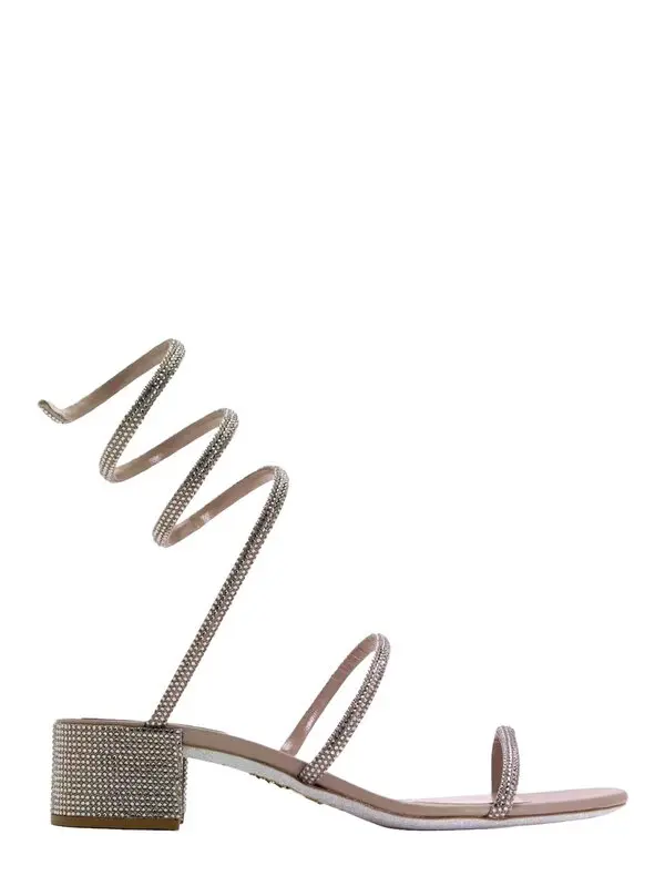 Rene Caovilla 40mm Cleo Crystal-embellished Block-heel Sandals - Silver