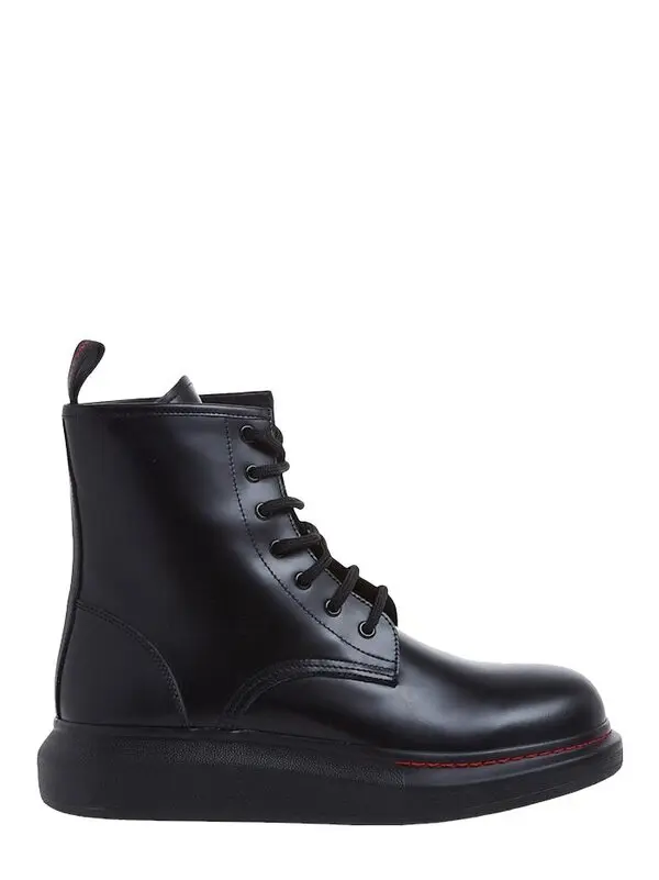 Alexander McQueen Leather Wedge Lace-up Boots - Black