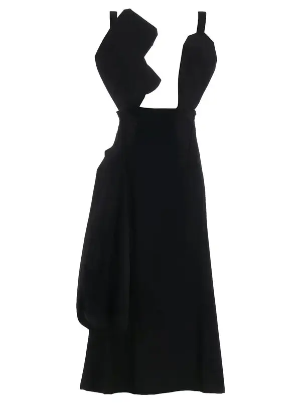 Yohji Yamamoto Cut-out Wool Dress - Black