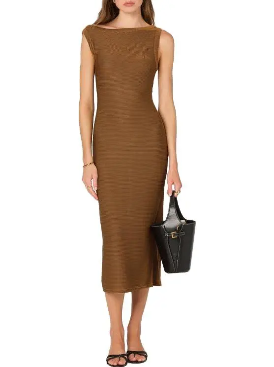 Astr The Label Asymmetric Knit Dress - Brown Black