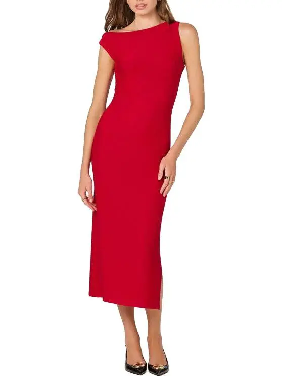 Astr The Label Asymmetric Knit Dress - Red