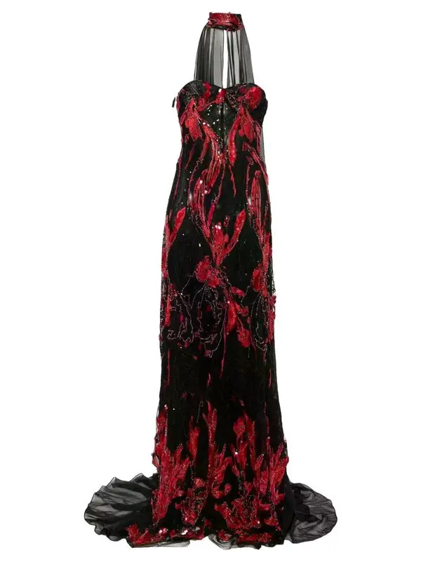 SAIID KOBEISY Embroidered Maxi Dress - Red