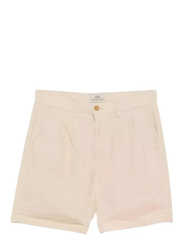 PENINSULA SWIMWEAR Pleated Linen-cotton Shorts - Neutrals