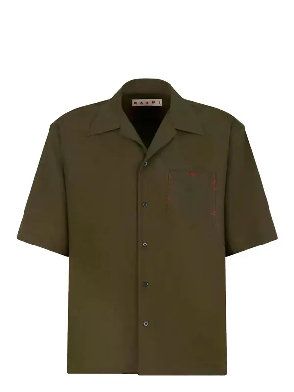 Marni Logo-embroidered Short-sleeve Shirt - Green