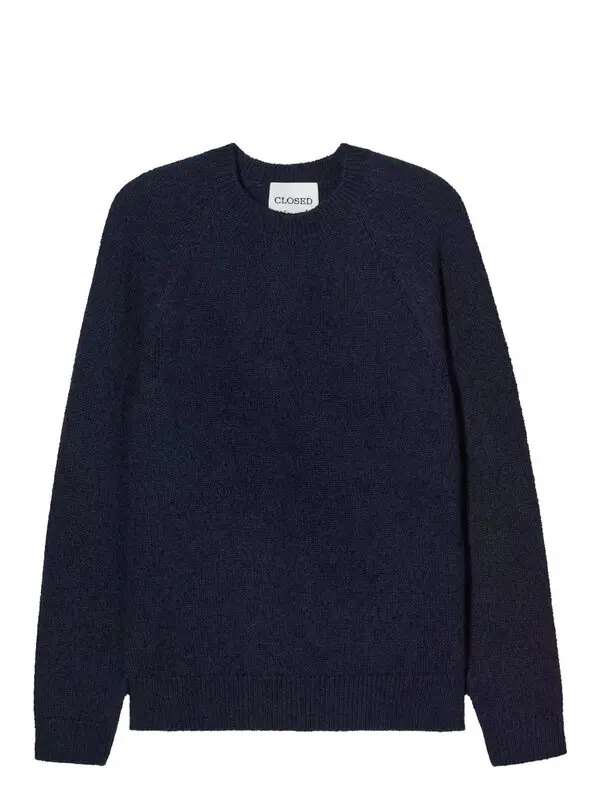 Closed Crew-neck Raglan Sweater - Blue