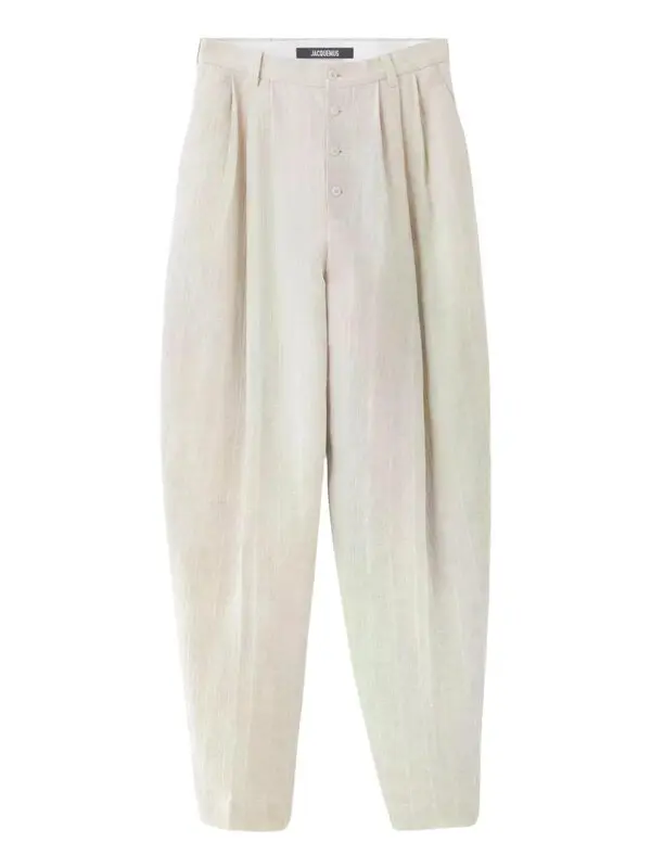 Jacquemus Button-front Pleated Trousers - Neutrals