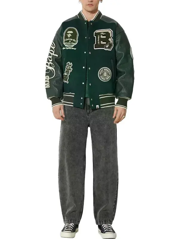 A BATHING APE® Panelled Varsity Jacket - Green