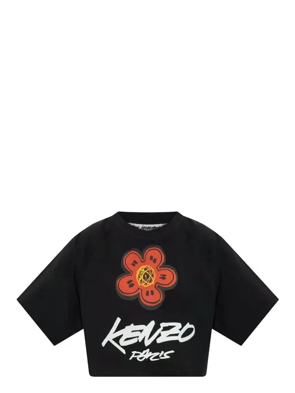 Kenzo Boke Flower Cropped T-shirt - Black