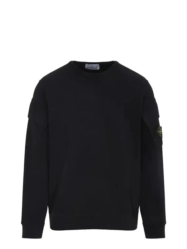 Stone Island Crew Neck Sweatshirt With Pocket Detail - Black
