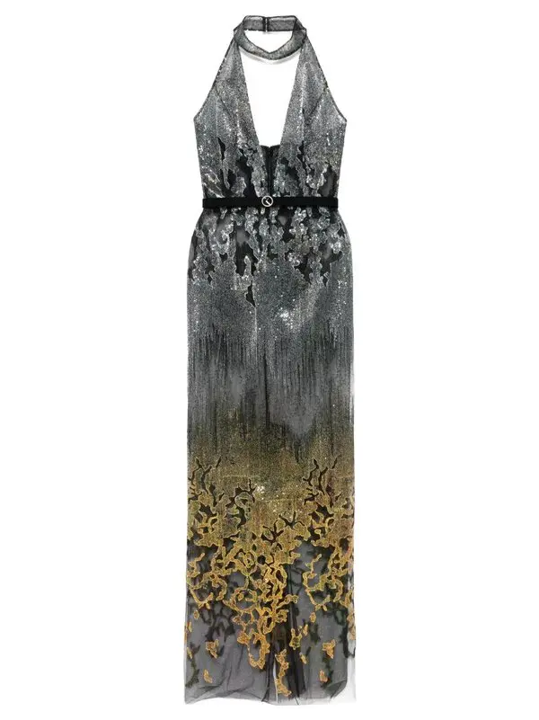 SAIID KOBEISY Embroidered Maxi Dress - Silver