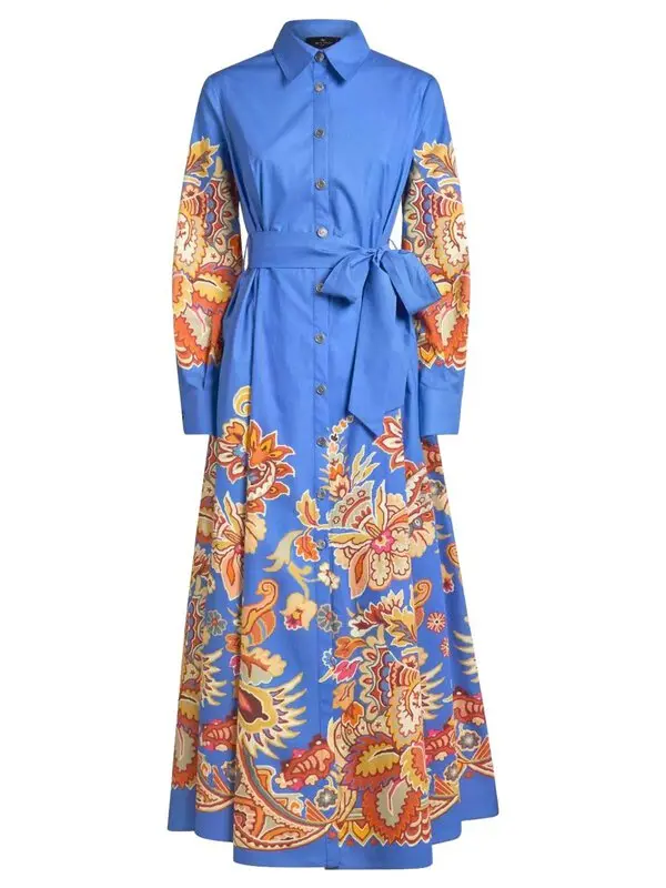 Etro Printed Shirt Dress - Blue