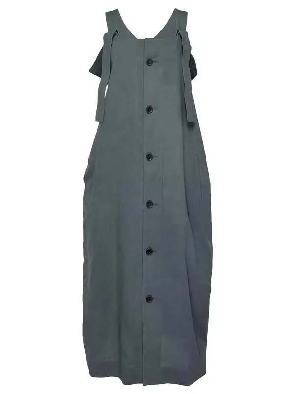 Yohji Yamamoto Button-fastening Tie-detail Dress - Green