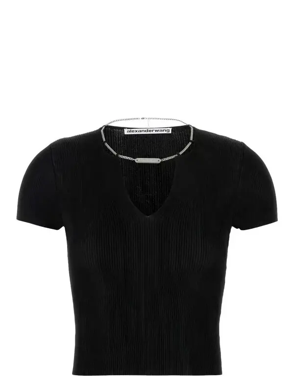 Alexander Wang Chain-embellished Ribbed Top - Black