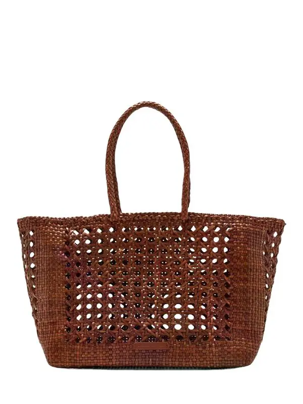 LOEFFLER RANDALL Klara Leather Woven Tote Bag - Brown