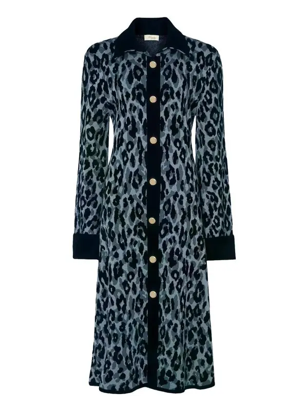 TEMPERLEY LONDON Adonis Leopard-print Jacquard Wool Coat - Blue
