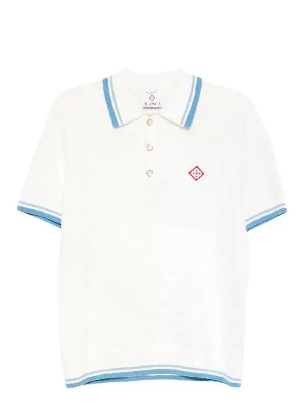 Casablanca Stripe-trim Polo Shirt - White