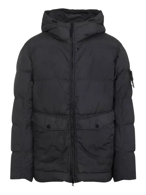 Stone Island Hooded Padded Coat - Black