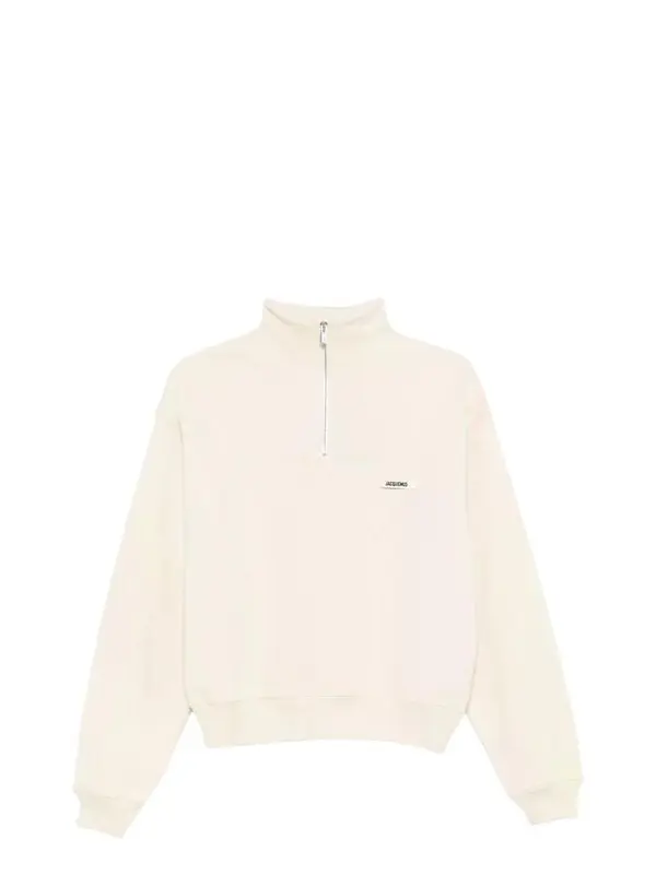 Jacquemus Grosgrain Zipped-rollneck Sweatshirt - Neutrals